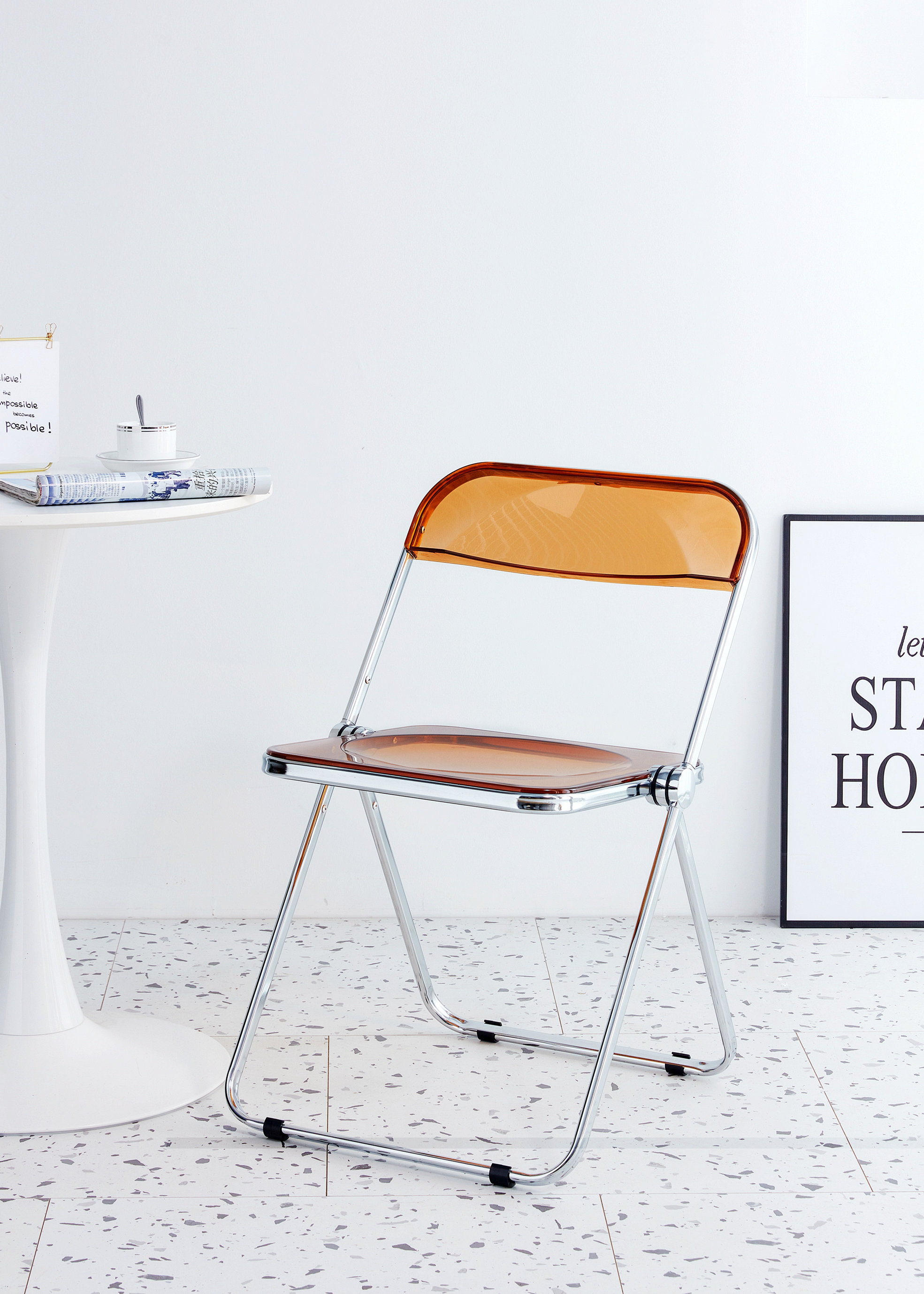 Inbox Zero Clear Transparent Folding Chair Chair Pc Plastic Living Room ...