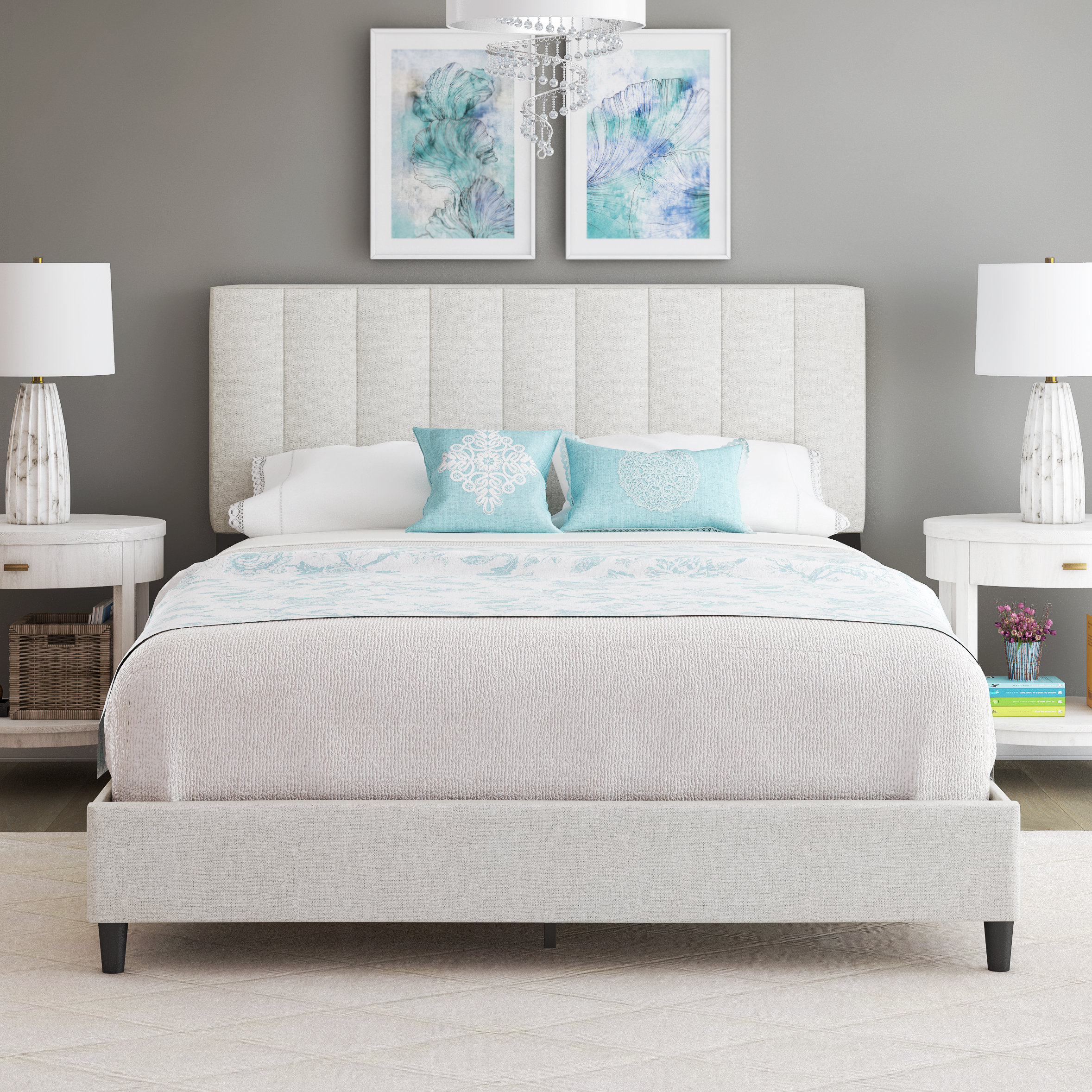 Boyd Sleep Leah Linen Panel Upholstered Platform Bed Frame & Reviews ...