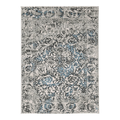 Well Woven Sydney Vintage Abstract Machine Woven Grey/ Blue Area Rug ...