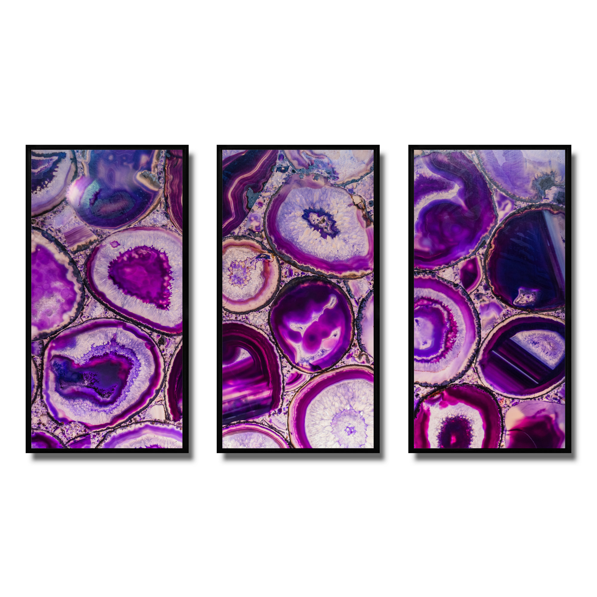 Wrought Studio Violet Agate Geode - Mid-Century Modern Framed Canvas ...
