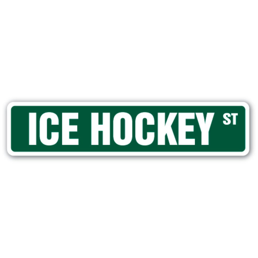 SignMission Ice Hockey Street Sign Skates Mask Sticks Pucks Goalie ...