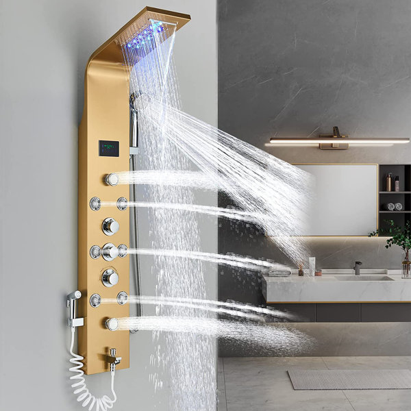 Belfry Bathroom LED Shower Panel Tower Massage System Rain&Waterfall ...