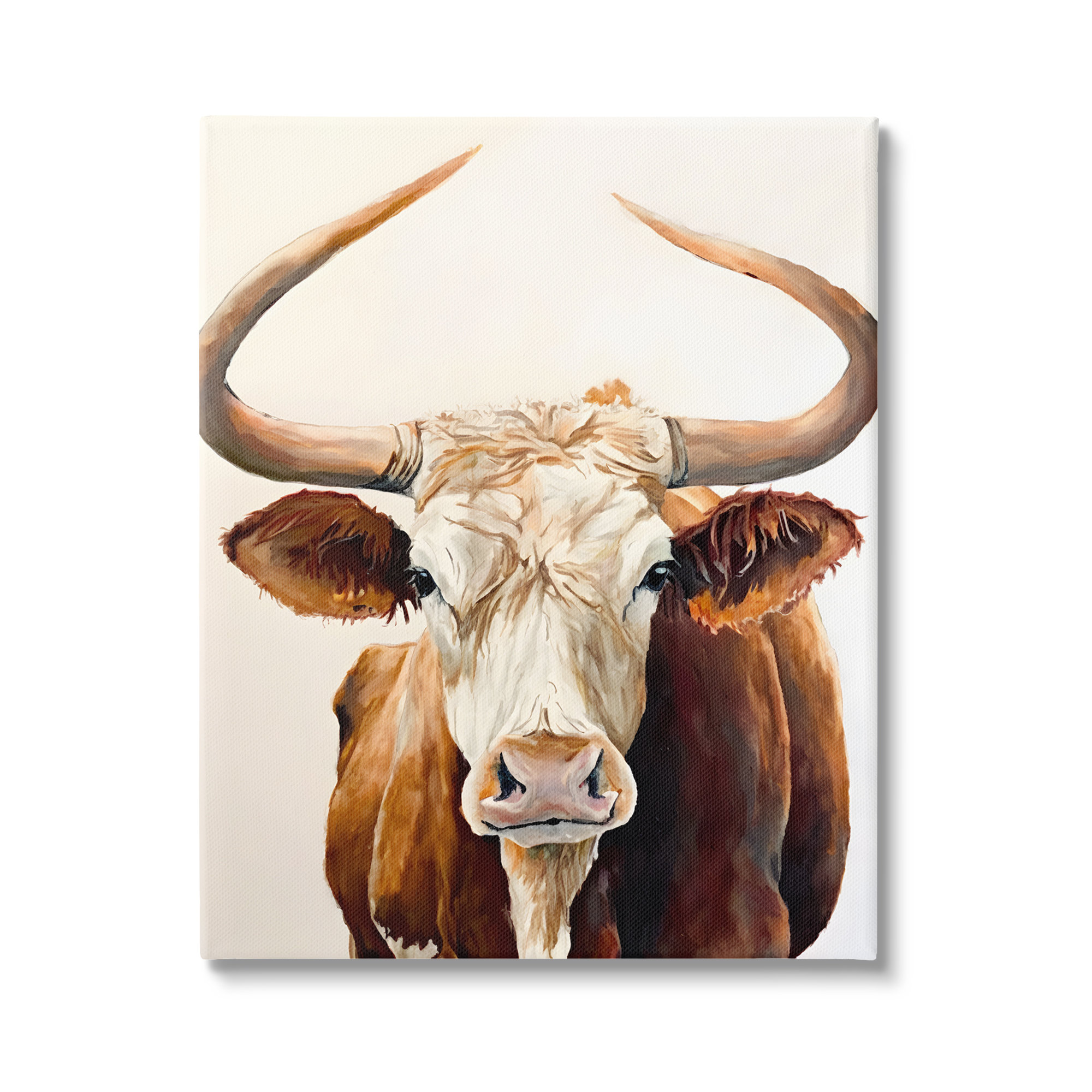 Union Rustic Longhorn With Curved Horns On Canvas by Petals Prints ...