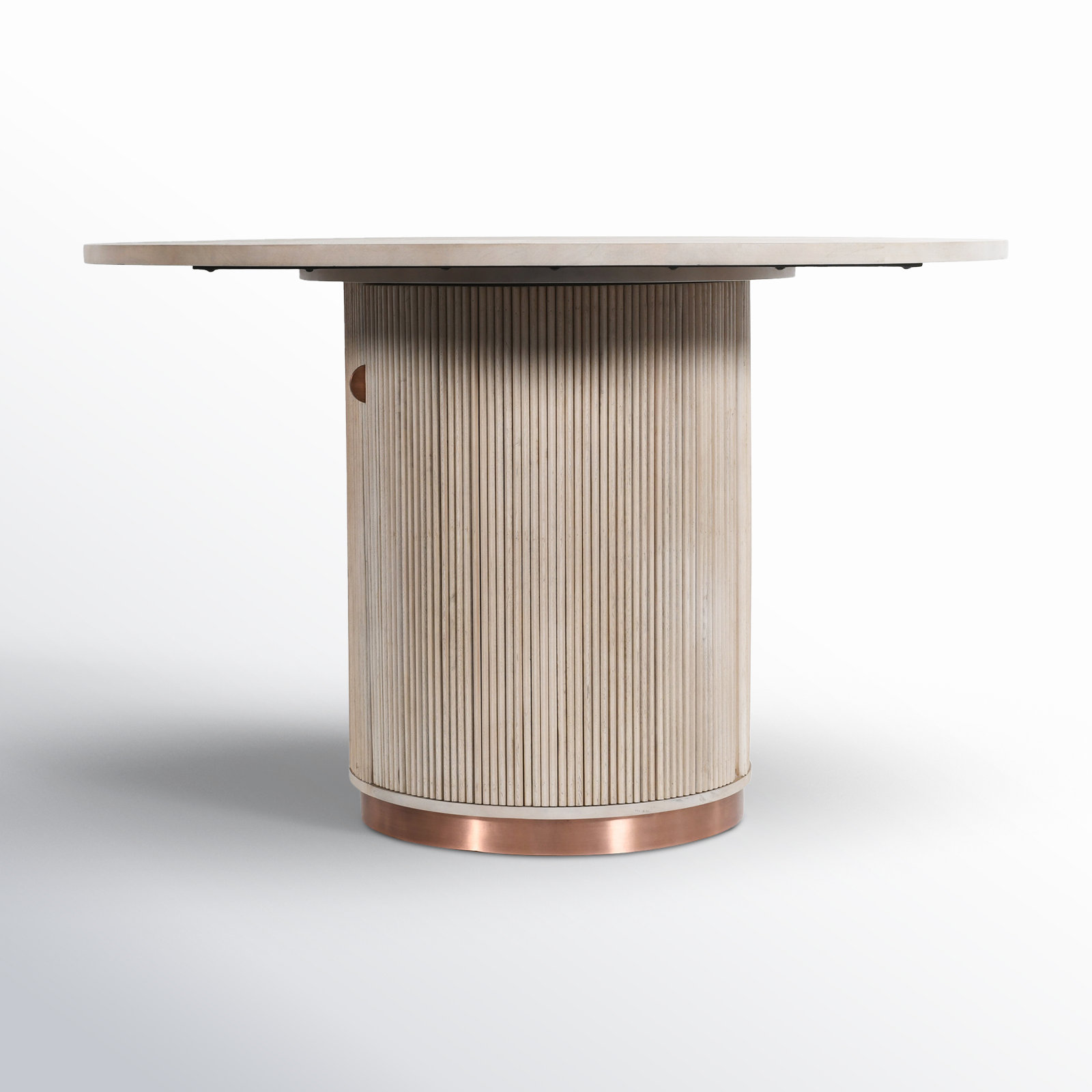 Joss & Main Zanzibar Round Solid Wood Fluted Dining Table with Storage ...