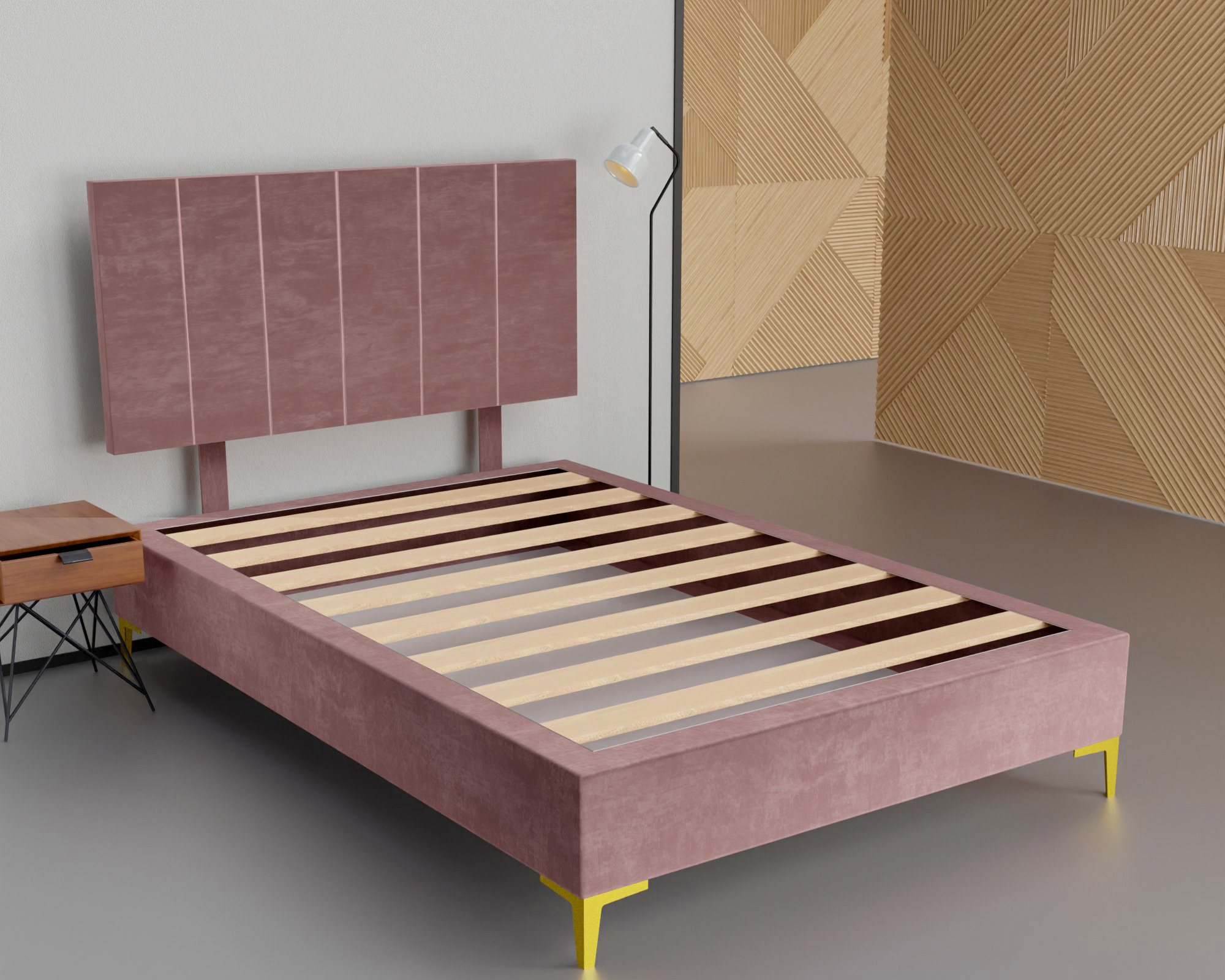 Everly Quinn 15” Premium Velvet Wood Box Spring/Bed Frame With ...