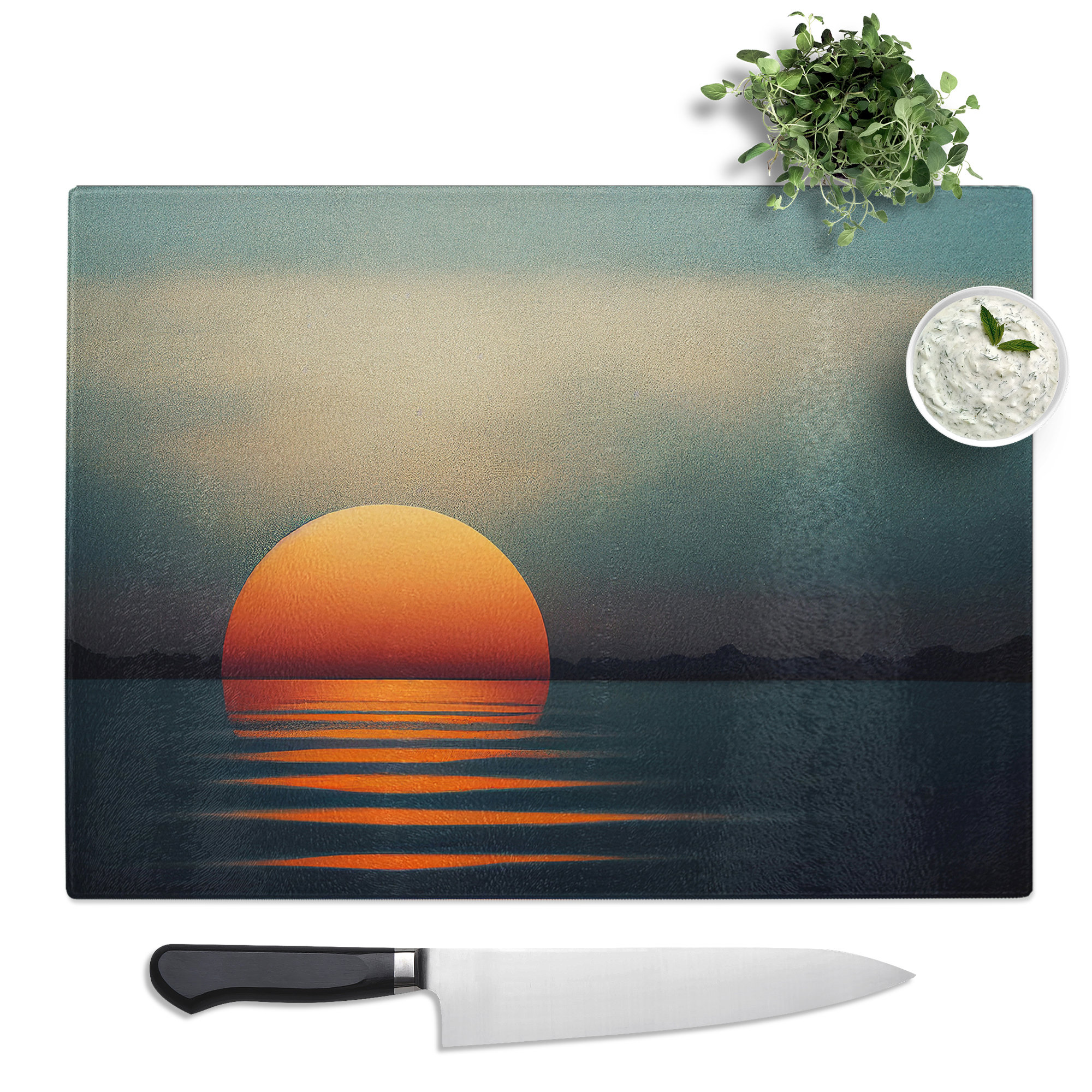 George Oliver Cosmopolitan Seascape At Sunset Glass Chopping Board ...