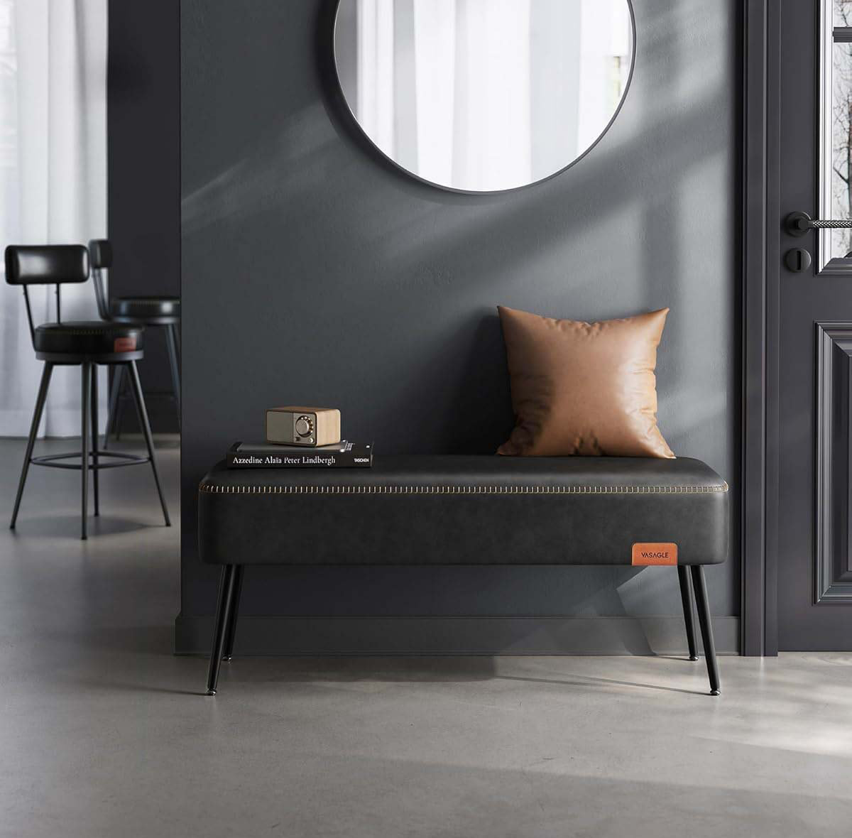 Corrigan Studio Bench for Entryway Bedroom, Synthetic Leather with ...