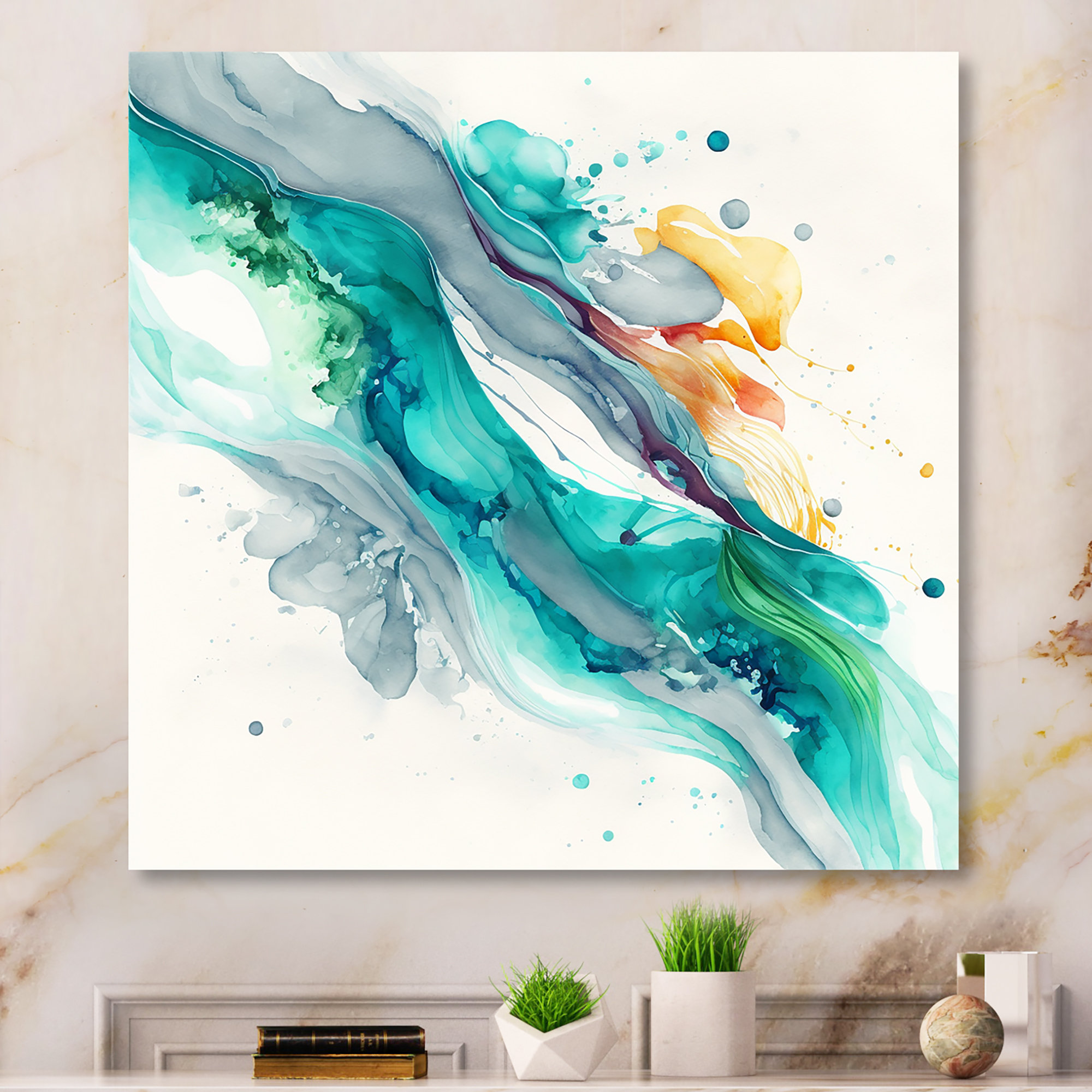 Ivy Bronx Celebrations In Turquoise Shades Of Blue VI - Abstract Liquid ...