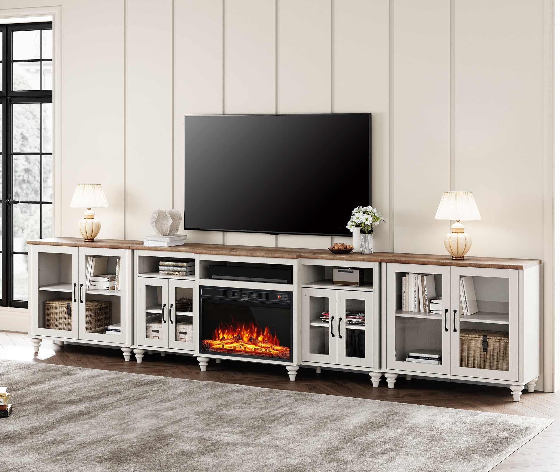 Darby Home Co TV Stand, Home Entertainment Center With 18" Electric ...