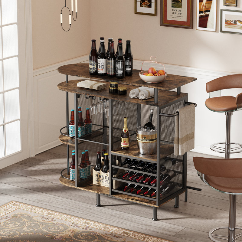 17 Stories 42''L x 16''W x 40''H, Metal Home Bar Cart, Liquor Buffet ...
