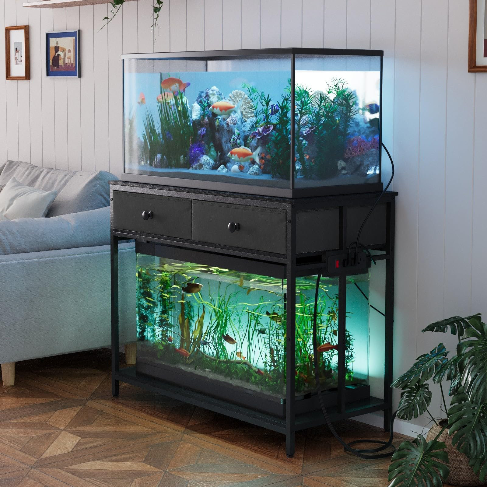 Archie & Oscar™ 40 Gallon Aquarium Stand With Power Outlet, Metal Frame ...