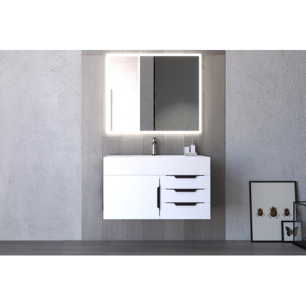 CastelloUSA Modern 36" Wall-Mounted Single Bathroom Vanity Set with ...