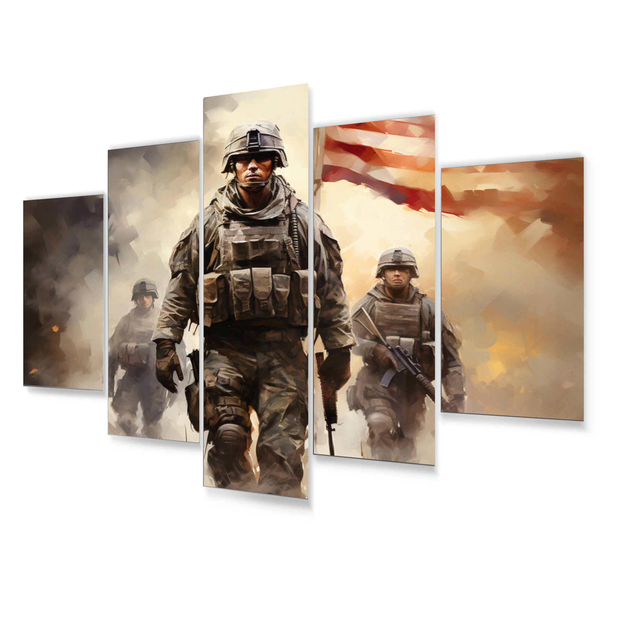 Design Art Us Military In Mission I - Army Metal Wall Art Living Room ...