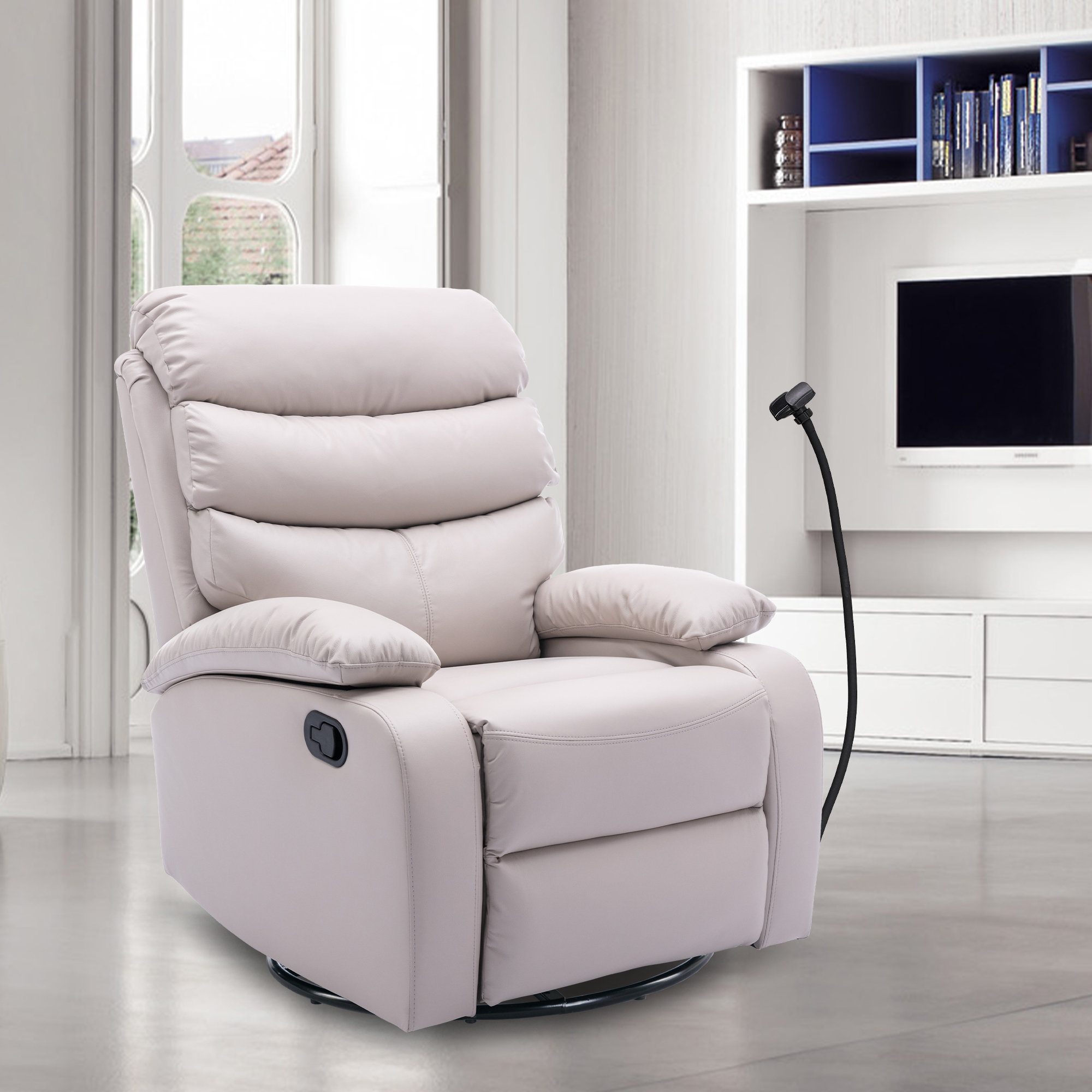 Latitude Run® Faux Leather Recliner ,swivel Rocker Recliner , Compact ...