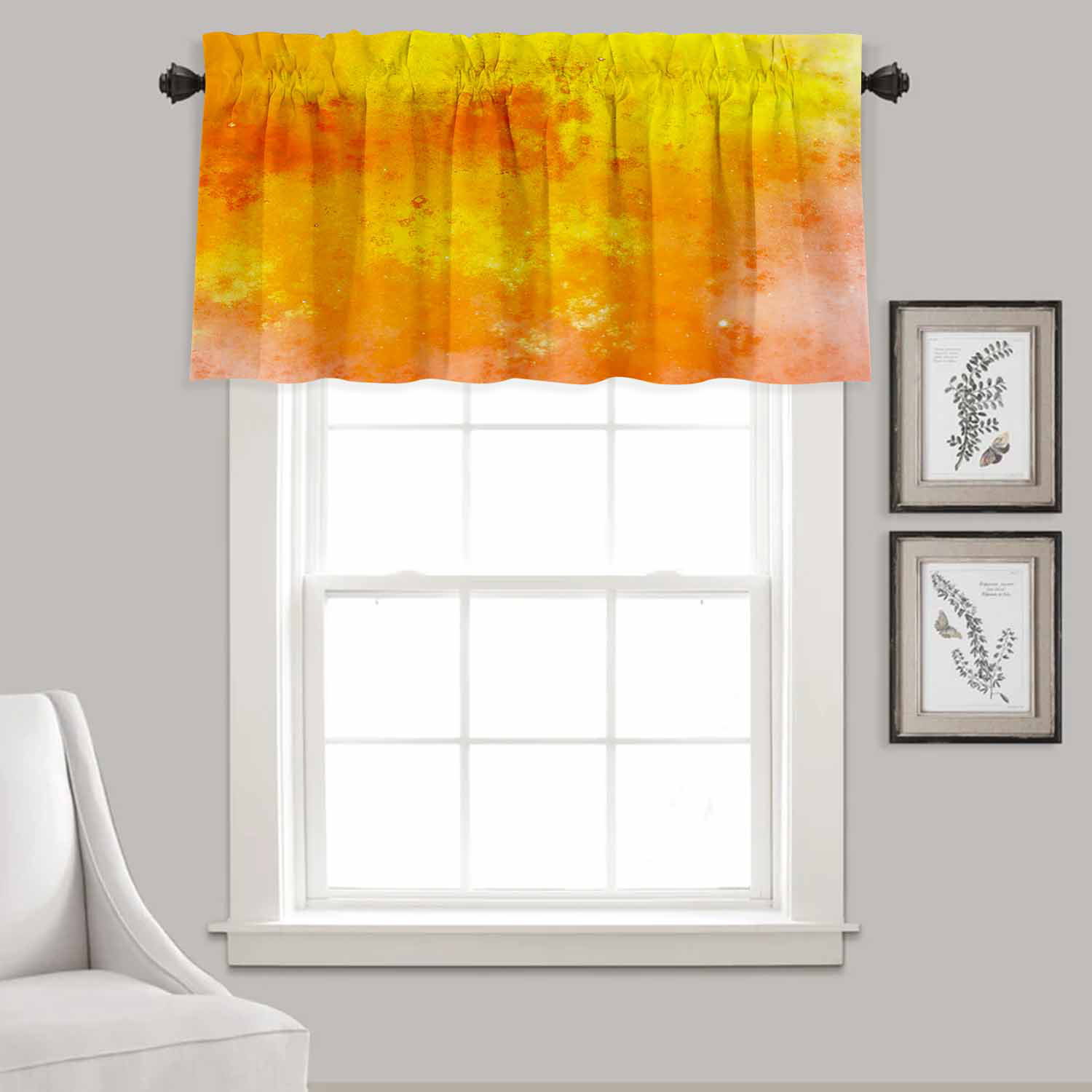 FYATHM Orange 52"W of Canvas Color Scheme Warm Beautiful Window Valance ...