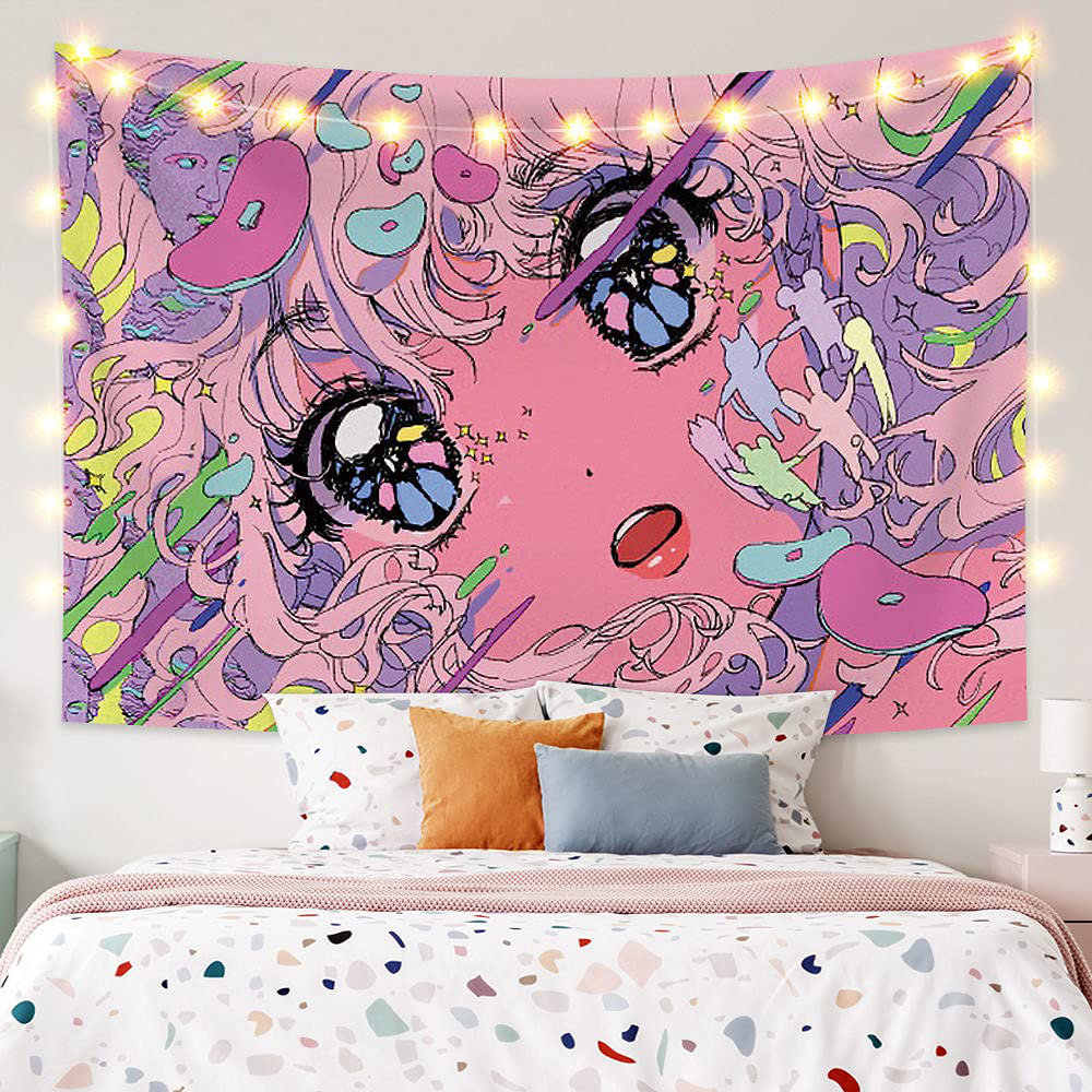 Lark Manor™ Japanese Anime Girl Tapestry Kawaii Aestheticism 3D ...