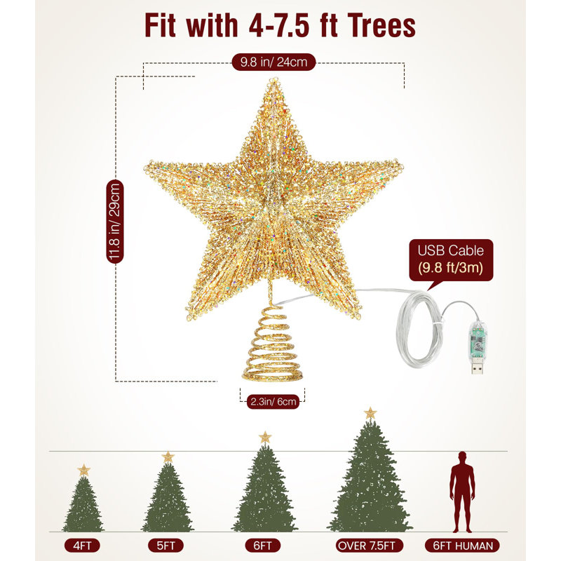 The Holiday Aisle® Christmas Tree Topper: LED Lighted Star | Wayfair