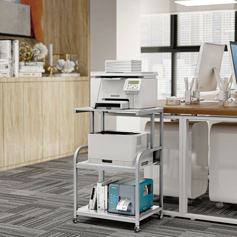 17 Stories Cecilwood 31.6'' H x 20'' W Printer Stand with Wheels | Wayfair