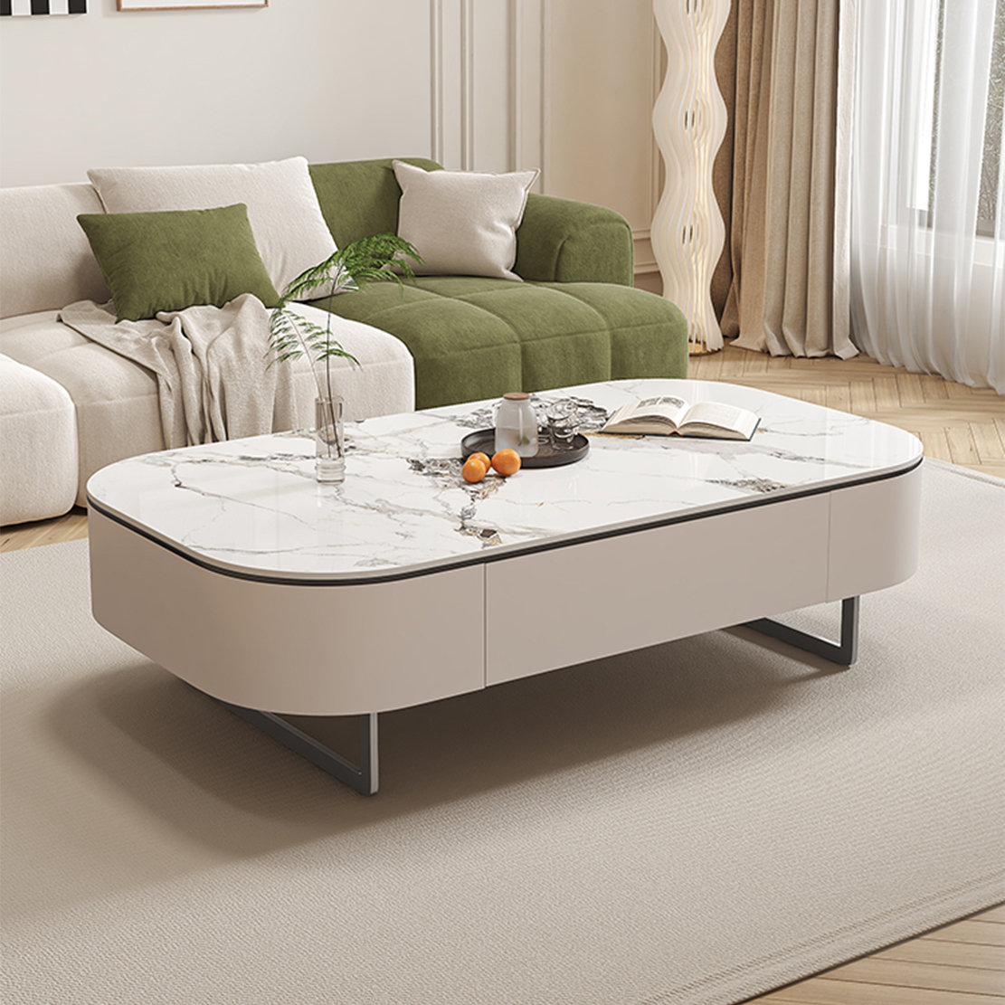 The Invincibles home Modern simple rectangular rock plate coffee table ...