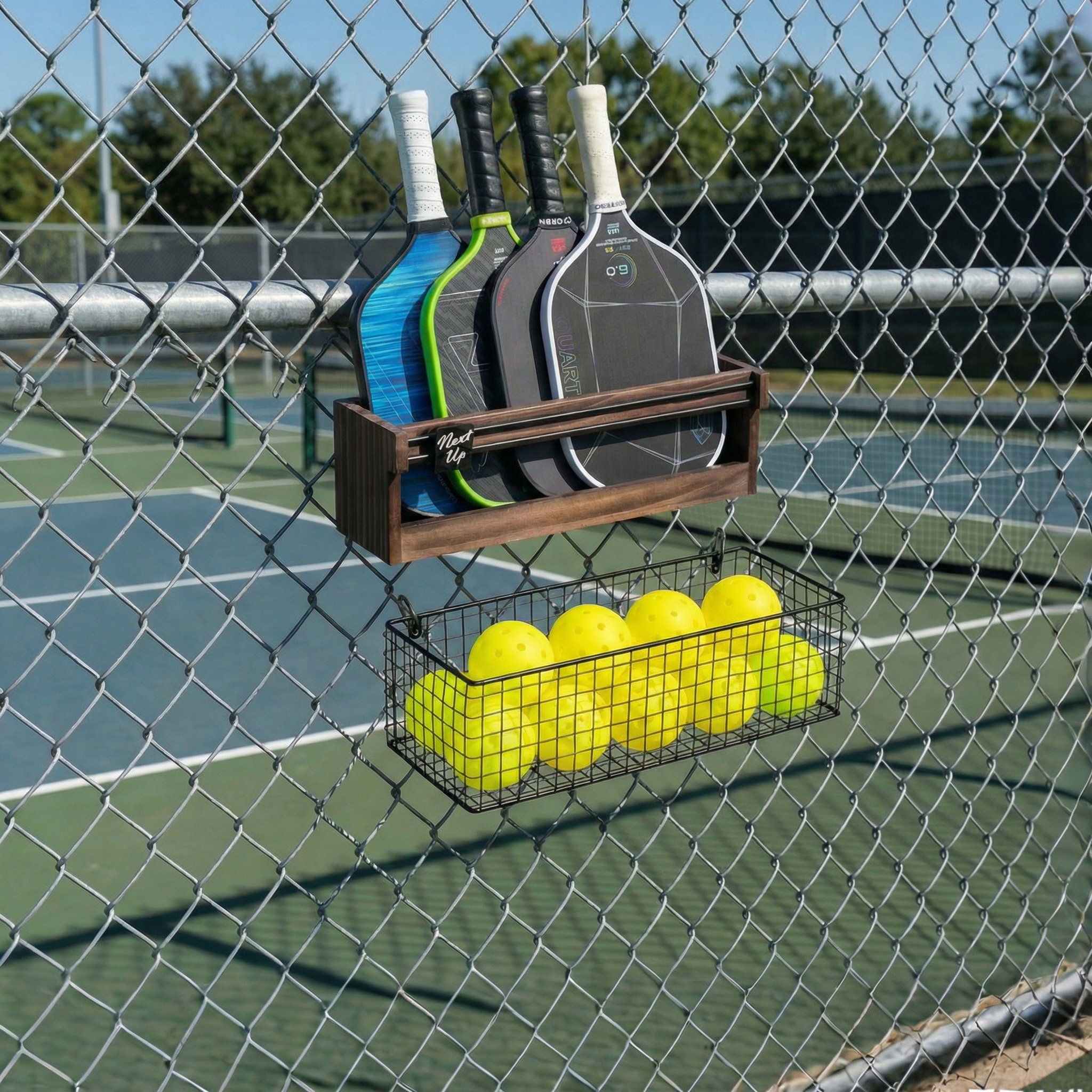 Ebern Designs Wall Mounted 2 Piece Pickleball Paddle Holder Rack | Wayfair