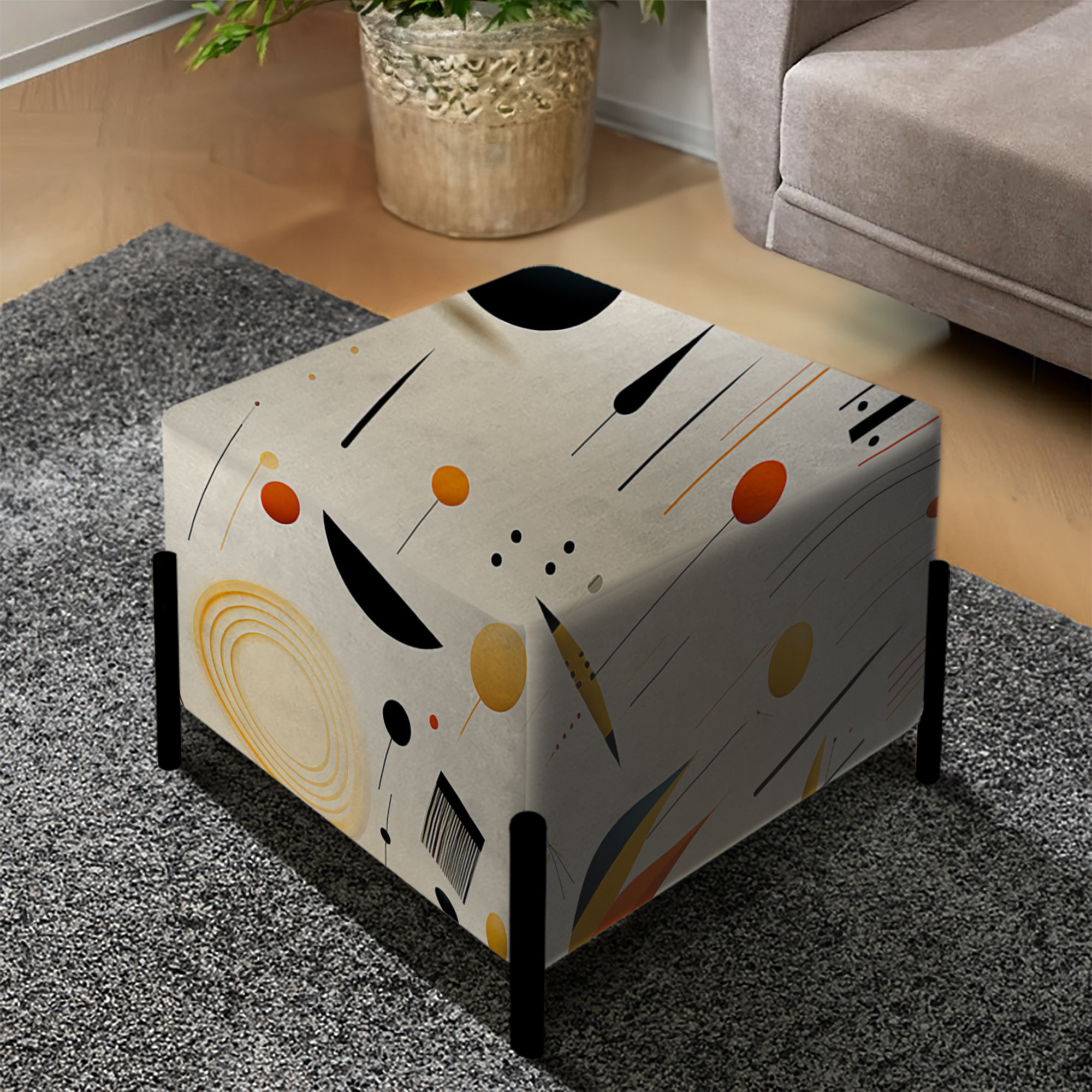 Design Art Mcm Graphic Artistry - Midcentury Square Ottoman - Wayfair ...
