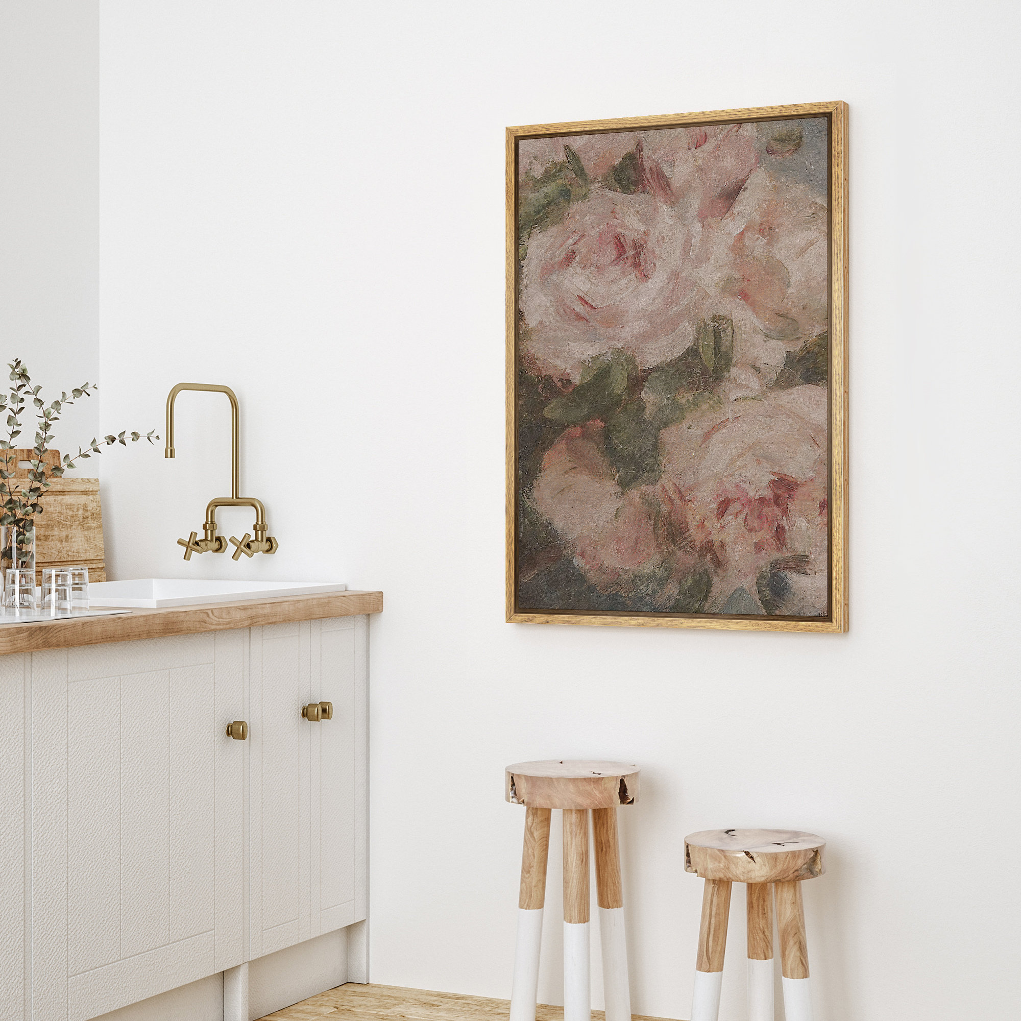 wall26 Antique Pink Roses Rustic Botanical Illustrations Rustic Floral ...