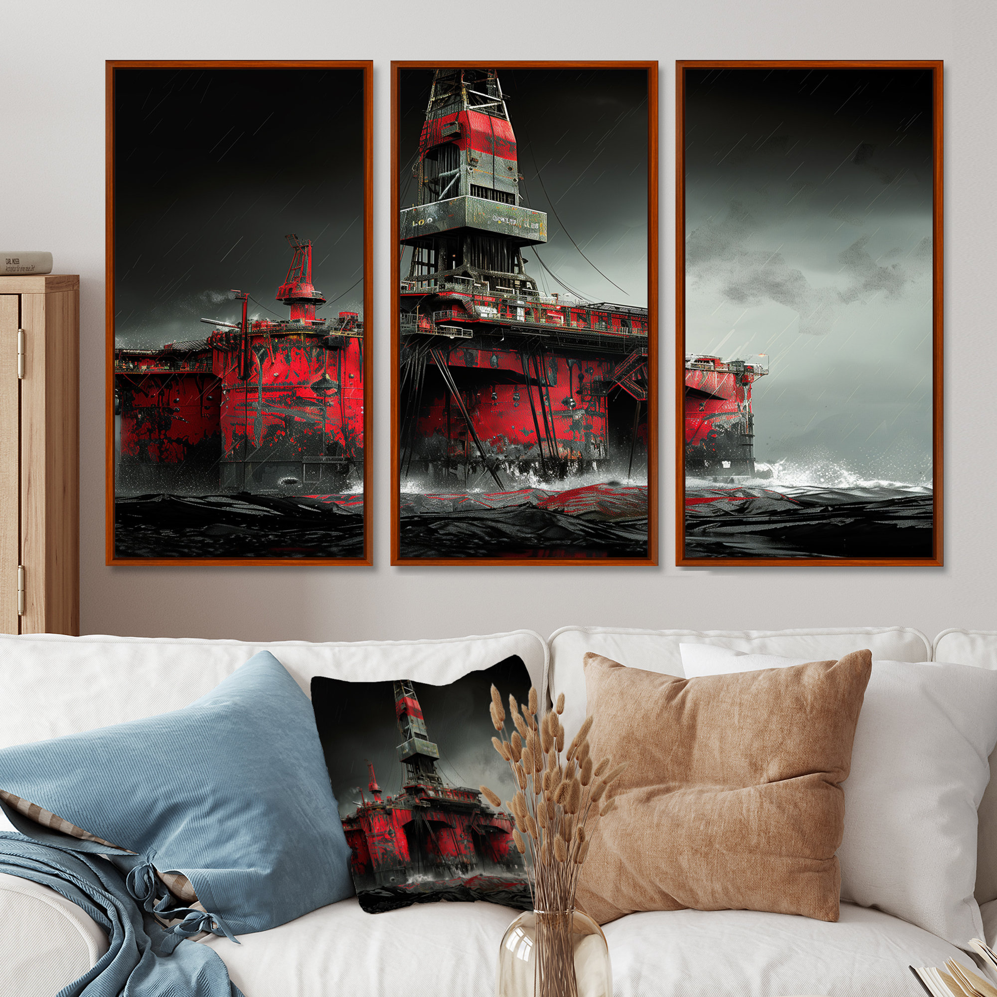 Design Art Red Black Winter Drilling Dawn Oil Rig II - Oil Rigs ...