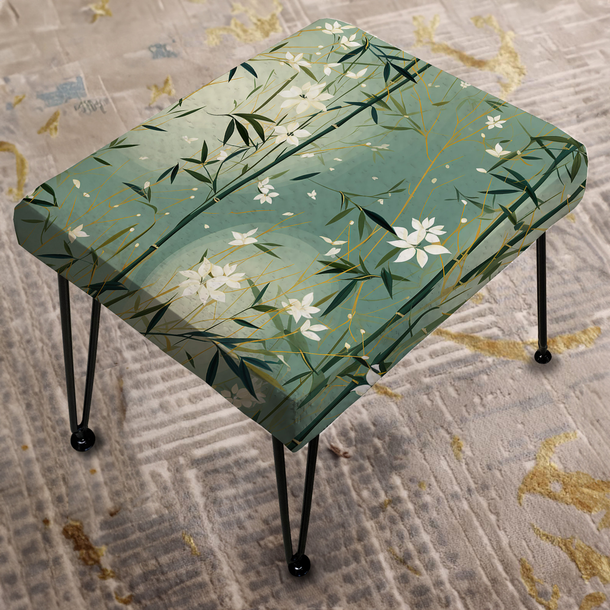 Design Art Bamboo Zen Haven II - Oriental Rectangle Ottoman | Wayfair