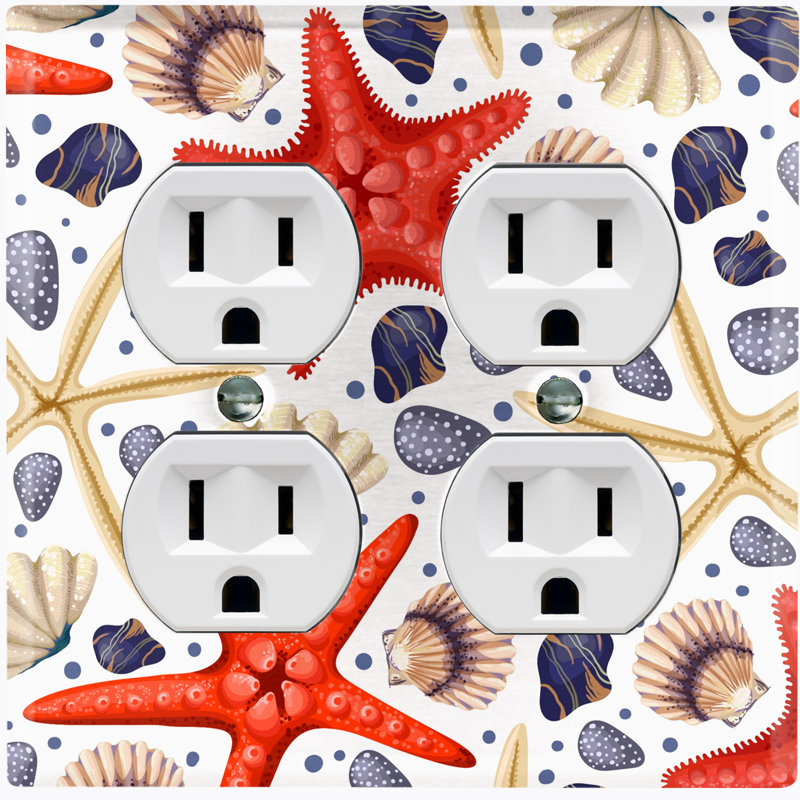 WorldAcc Star Fish Beach Clam Shells Sand 2-Gang Duplex Outlet Wall ...