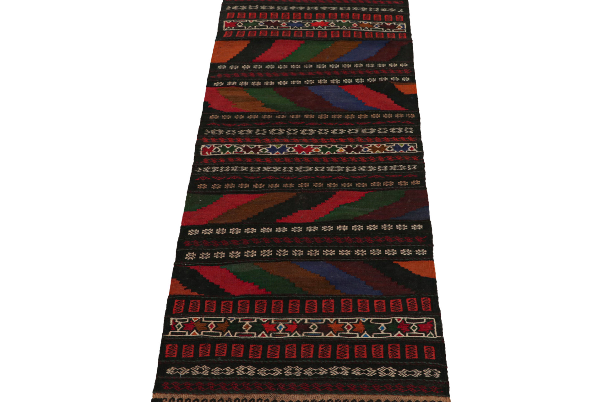 Rug & Kilim Vintage Afghan Baluch Kilim Runner Rug, With Geometric ...