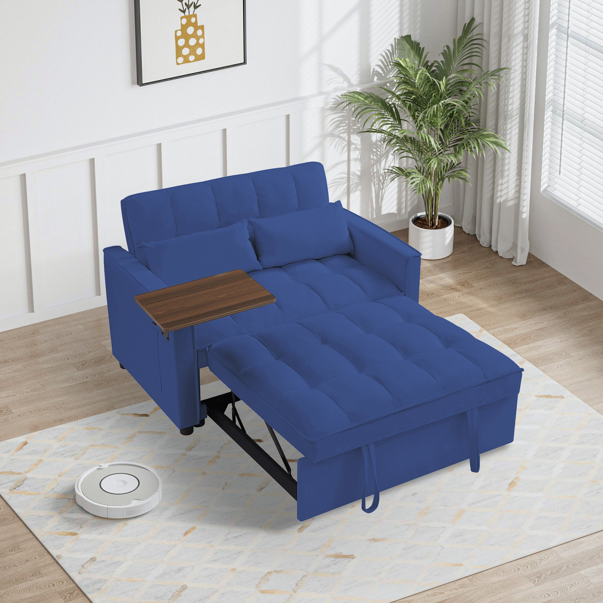 Latitude Run® Javita 47.3'' Velvet Square Arms Sleeper | Wayfair