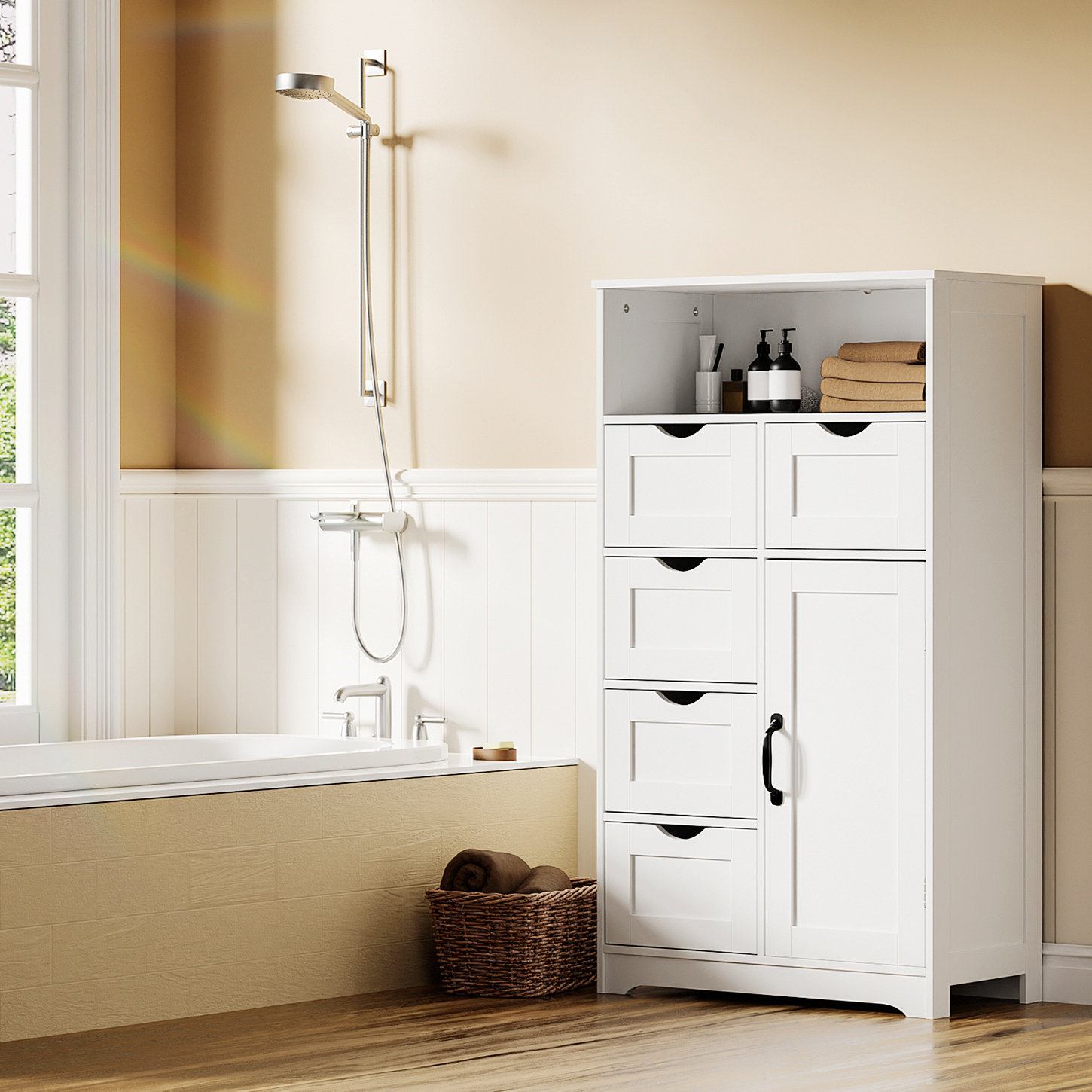 Winston Porter Modern Storage Cabinet With Five Drawers And One Doors ...