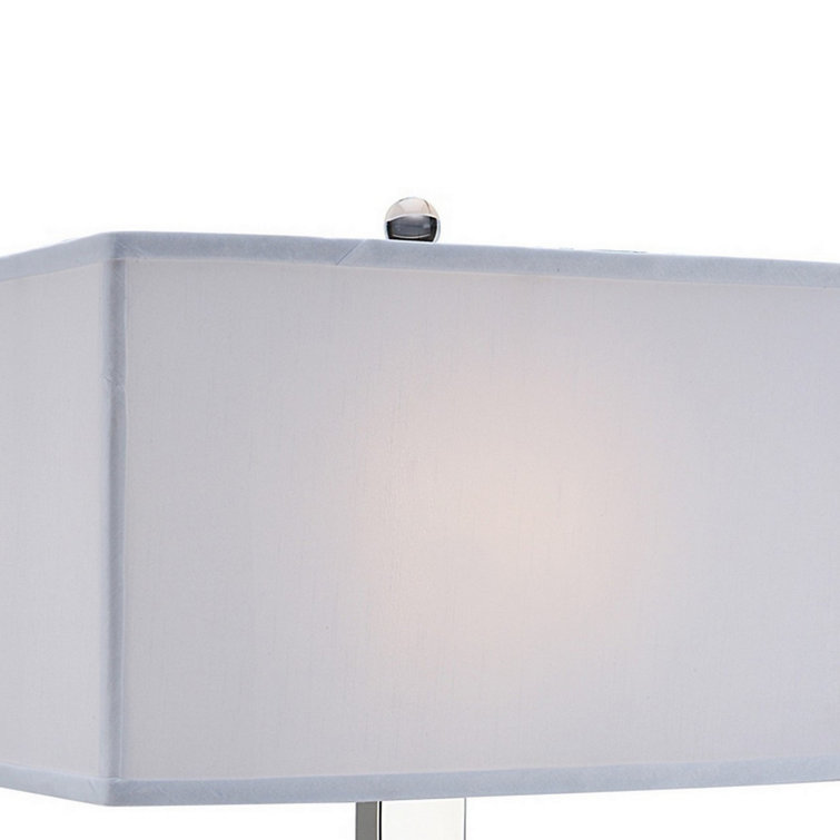 Orren Ellis 22 Inch Table Lamp, Crystal Stand, Rectangular Shade, Metal ...