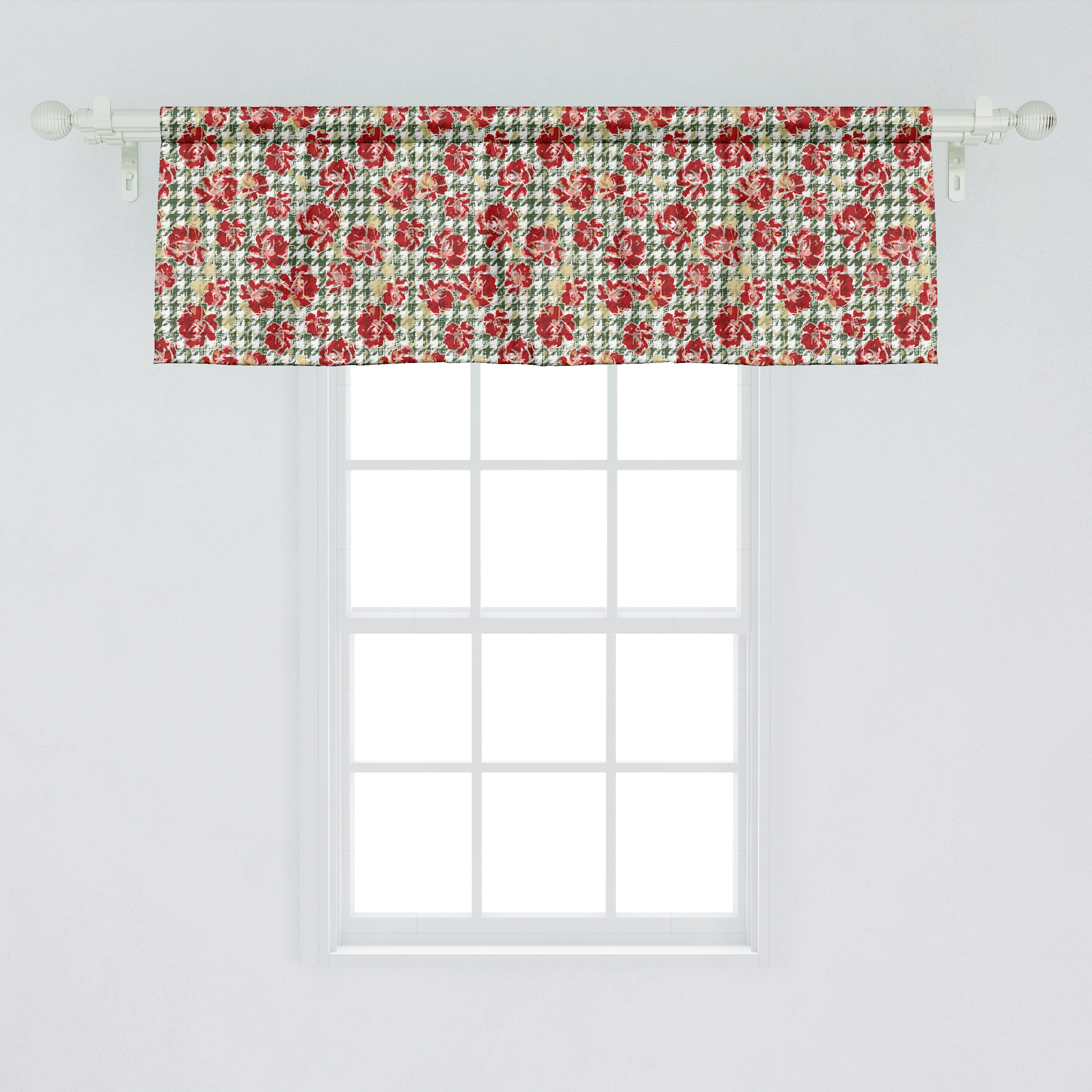 Ambesonne Floral Valance Pack of 2 Scottish Houndstooth 54"X18" Hunter ...