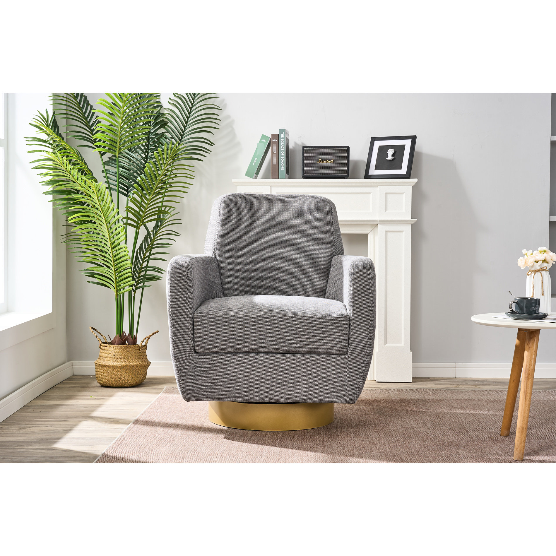 Corrigan Studio 360 Degree Rotating Chair - Cotton Linen Upholstery ...