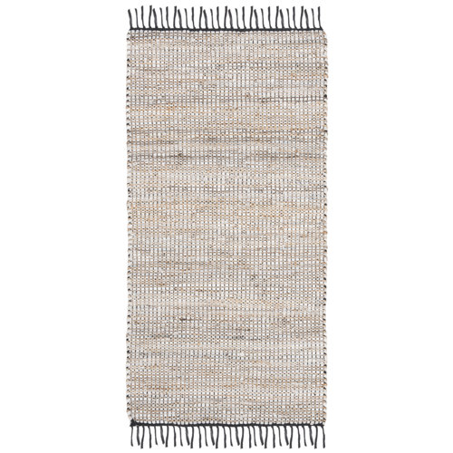 Gracie Oaks Martz Vintage Leather Hand Woven Leather, Jute, And Cotton ...