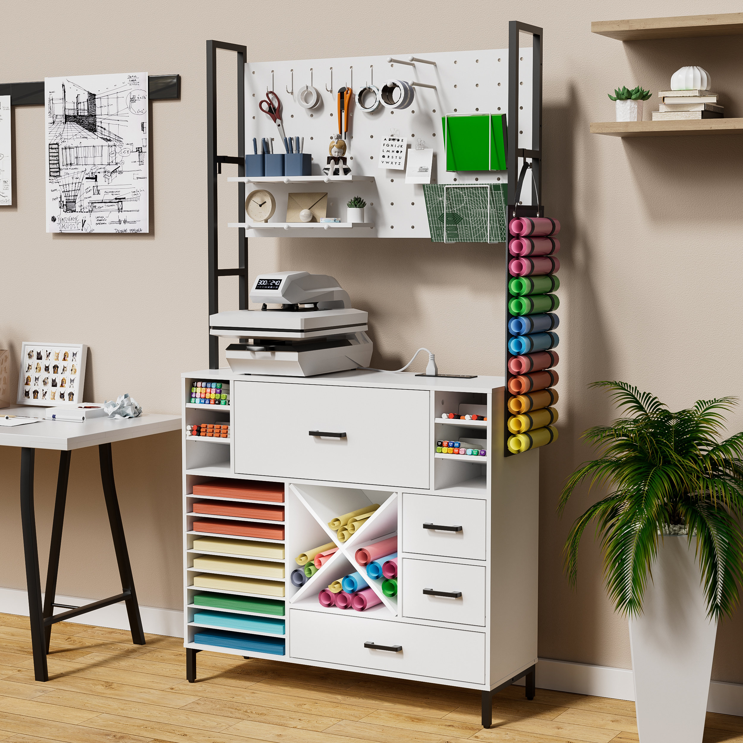 CABINA HOME Craft Organizers and Storage Cabinet Compatible with Cricut ...