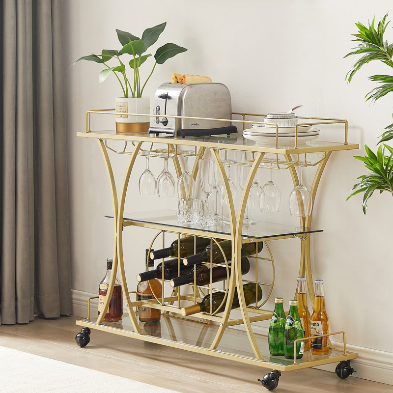 Everly Quinn 3-Layer Mobile Dining Car,Bar Cart. & Reviews | Wayfair