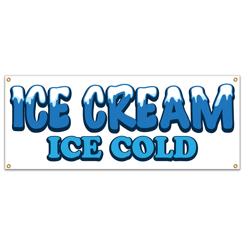 SignMission Ice Cream Ice Cold Banner Concession Stand Food Truck ...