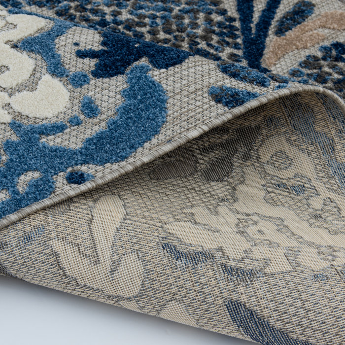 Bungalow Rose Navy Blue/Sapphire/Slate Gray Indoor/Outdoor Rug ...