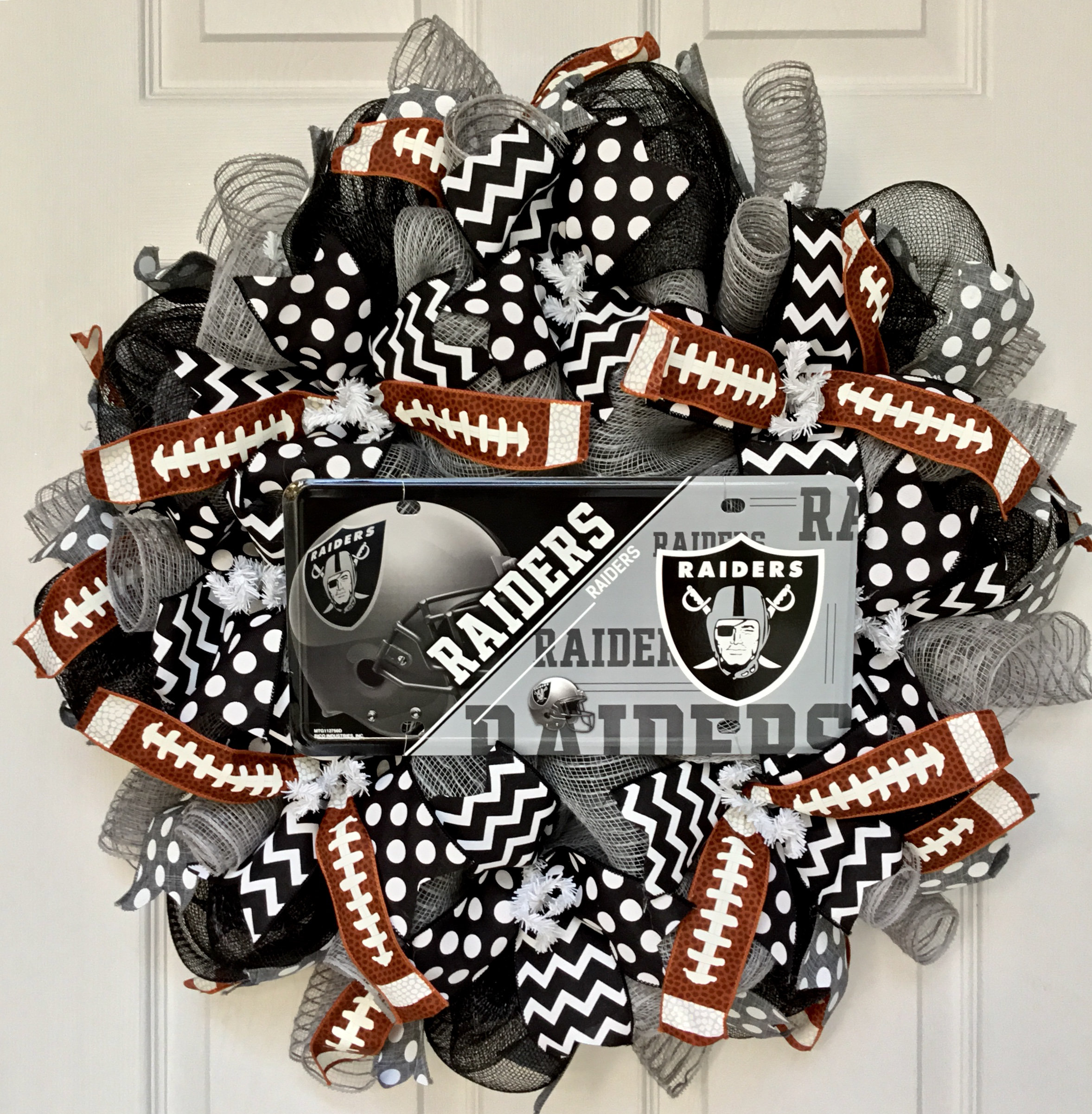 What A Mesh Football Wreath Oakland Raiders | Wayfair
