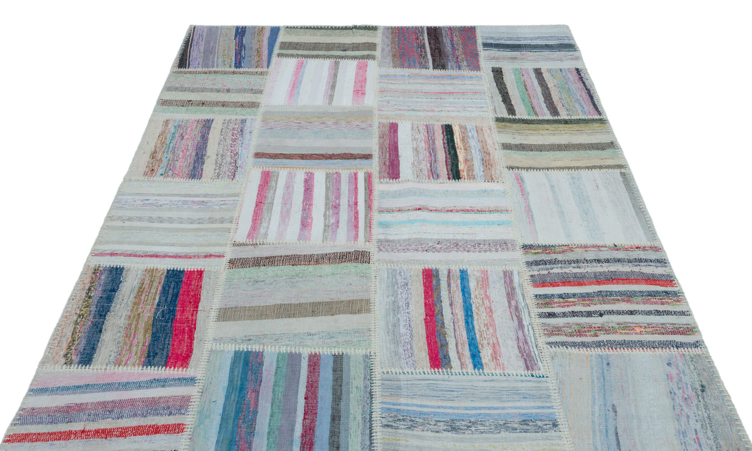 Dakota Fields Fata Blue Striped Wool Handmade Area Rug | Wayfair
