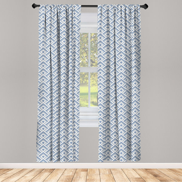 Ambesonne Modern 4-Panel Curtains, Diagonal Nested Squares, Slate Blue ...