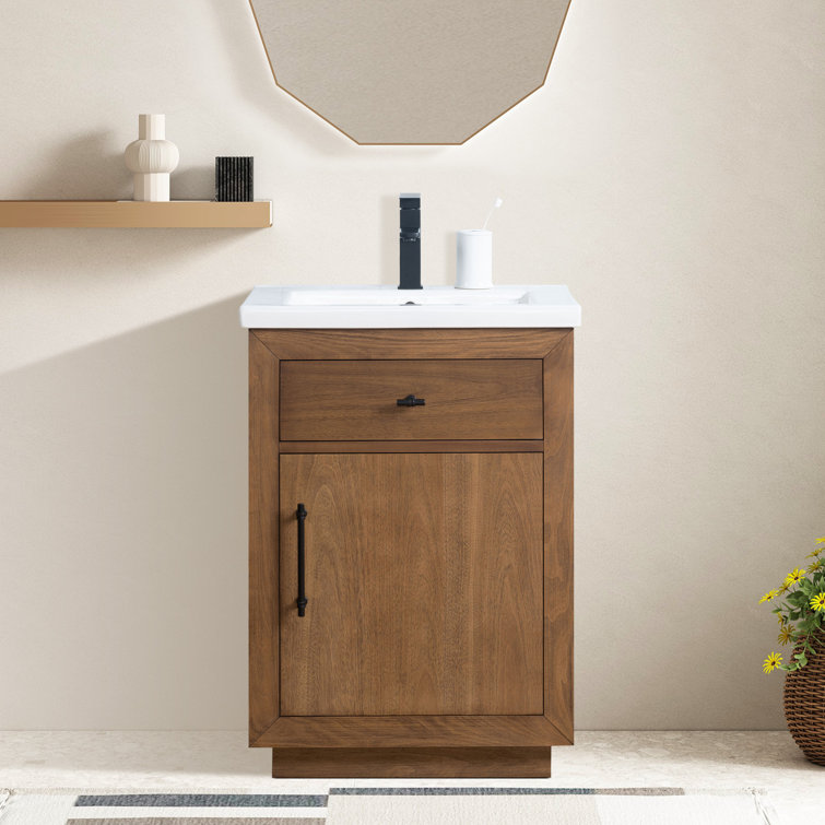 Vanity Art 24'' Free Standing Single Bathroom Vanity with Ceramic Top ...