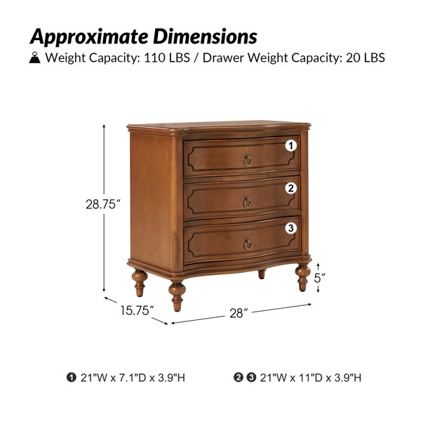 Charlton Home® Elfine 28'' W Traditional Nightstand with Charging ...