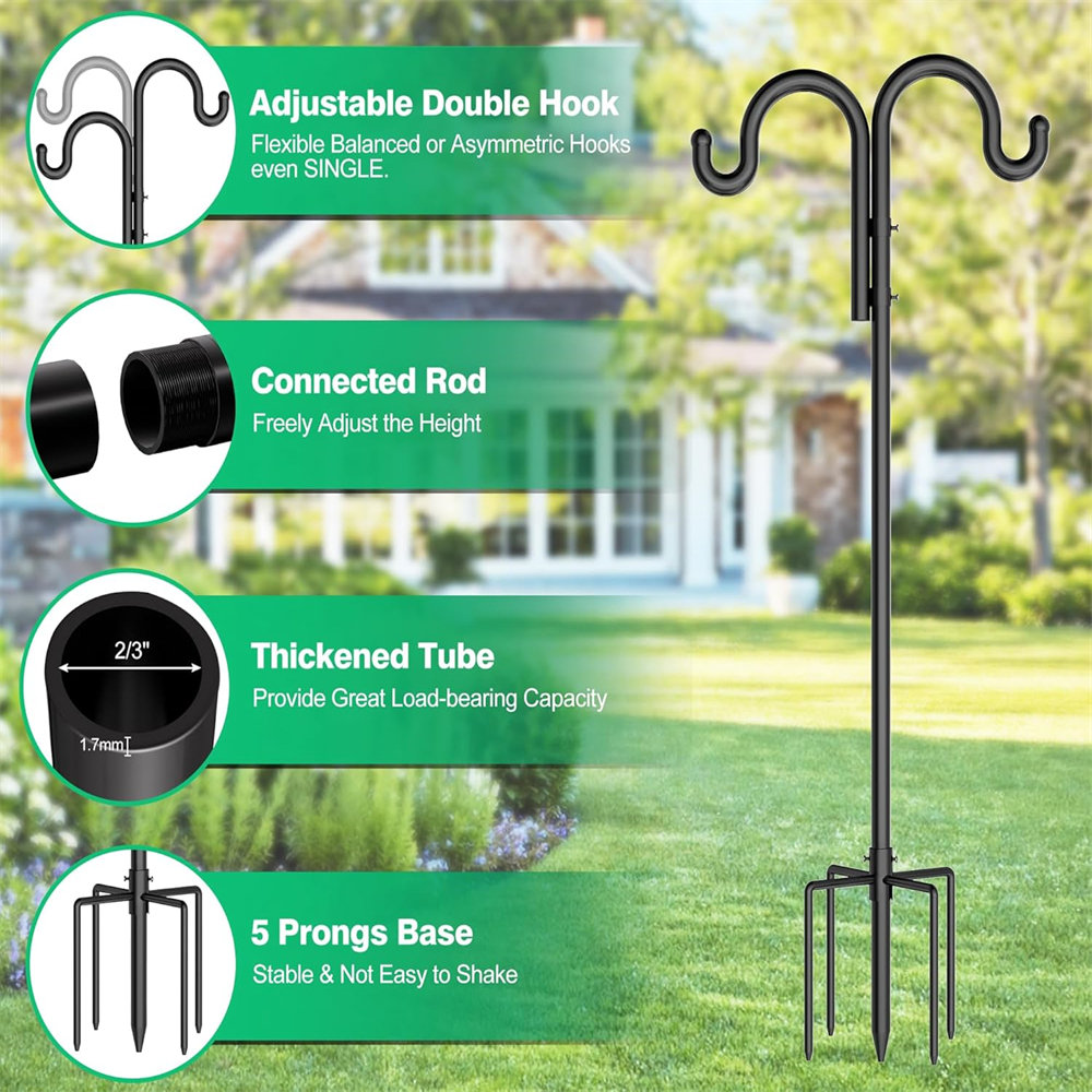 Lark Manor 2PCS Double Shepherds Hooks For Outdoor, 92” Heavy Duty ...
