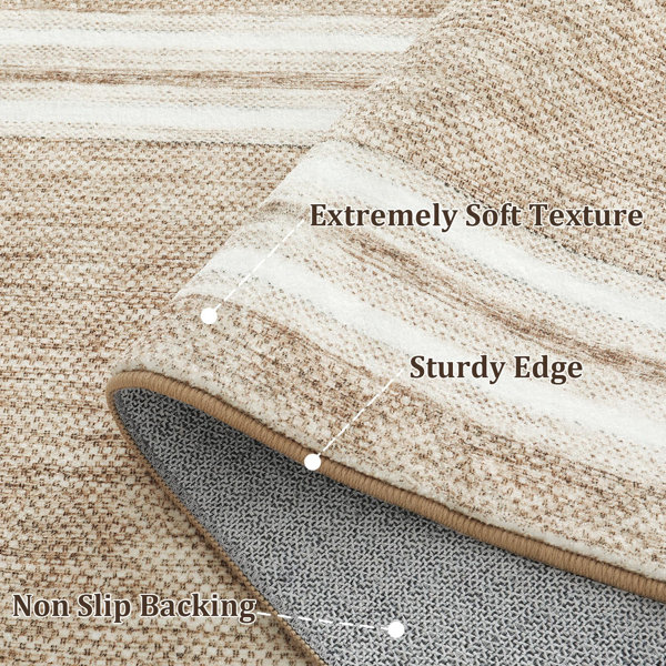 Ebern Designs Ombre Frame Plush Area Rug – Textured Gradient Accent ...