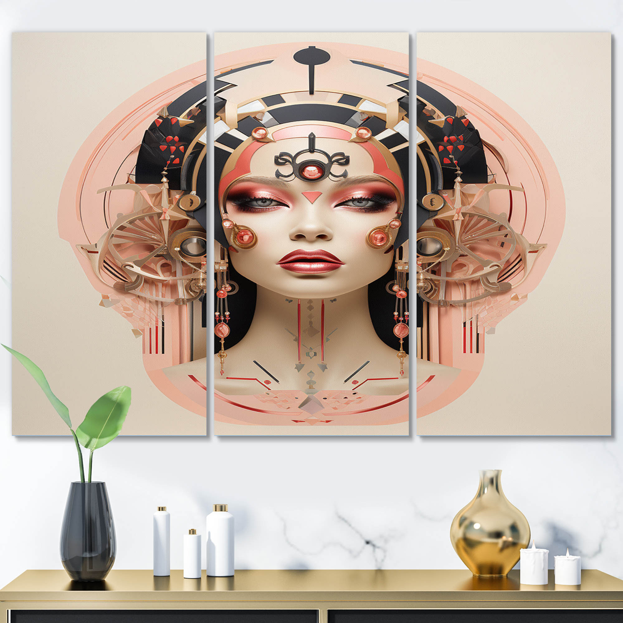 Red Barrel Studio® Futuristic Glam Model In Pastel Pink And Gold VII On ...