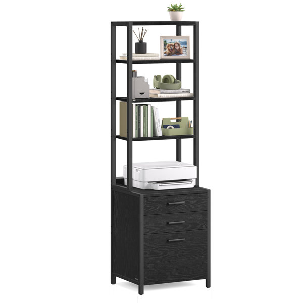Ebern Designs Filing Cabinet With Height-adjustable Open Shelves | Wayfair