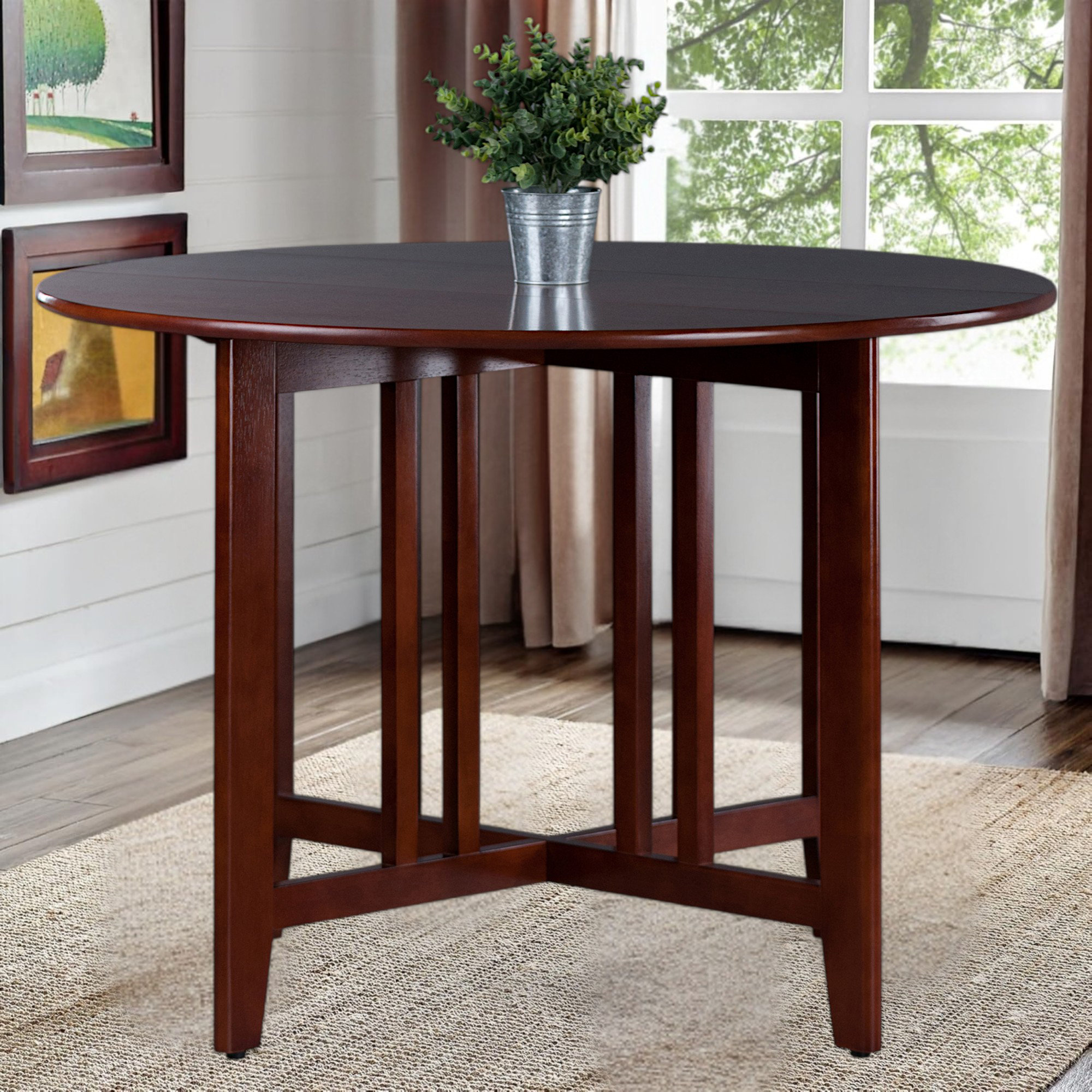 Winston Porter Laursen Walnut Double Drop Leaf Dining Table | Wayfair